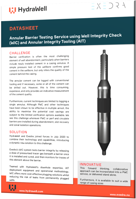 HydraWell and Exedra alliance creates new well abandonment service
